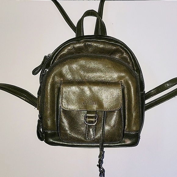 Aurielle | Bags | Aurielle Vintage Leather Forest Green Backpack Purse ...